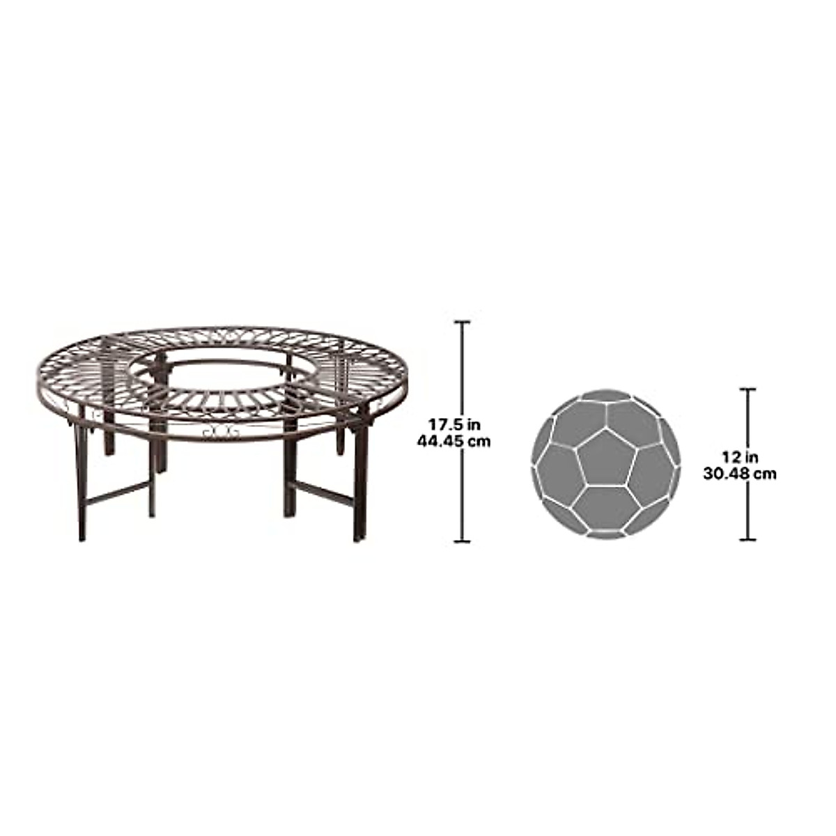 Design Toscano ZJ12063 Roundabout Circular Garden Tree Bench Seat, 47 Inch, Grey