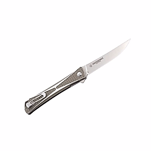 COLUMBIA RIVER KNIFE & TOOL Crossbones EDC Folding Pocket Knife: Gentleman's Knife, Everyday Carry, Satin Blade, IKBS Ball Bearing Pivot, Liner Lock, Brushed Aluminum Handle, Deep Carry Pocket Clip 7530