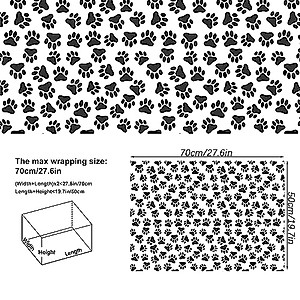 Dtiafu Paw Print Wrapping Paper - 10 Sheets Funny Dog Cat Lovers Birthday Wrapping Paper for Women Men Kids - Black and White Paw Gift Wrap - 20 X 28 Inch Per Sheet
