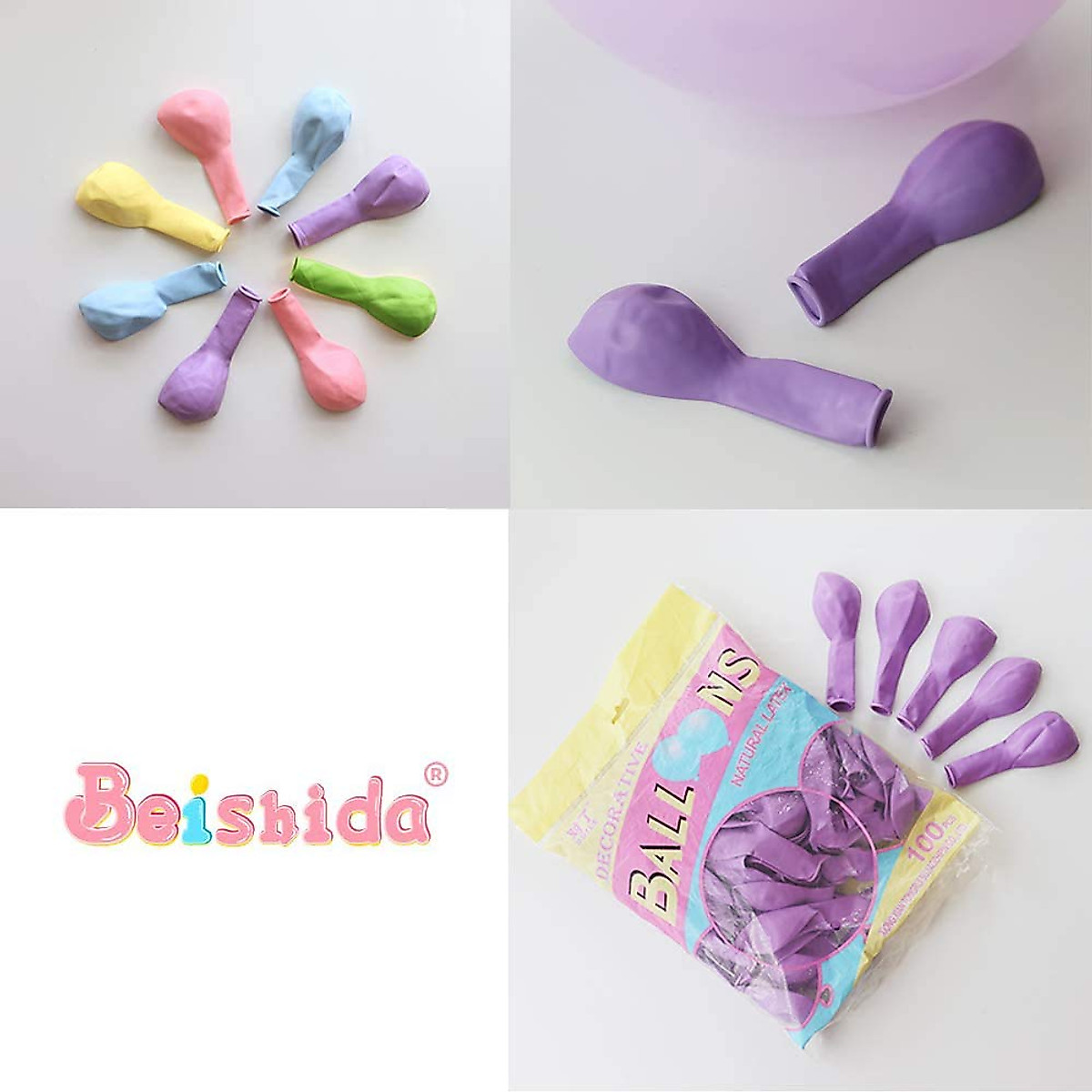 BEISHIDA 100Pcs Lavender Balloons 10 Inch Pastel Purple Balloons Pearl Purple Balloon Latex Helium Balloons For Birthday Wedding Baby Bridal Shower Party Decorations Supplies