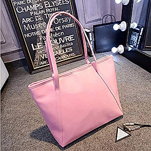 Capacity Solid Messenger High Women Bags Handbag Satchel Shoulder Zippered Tote (Pink, One Size)