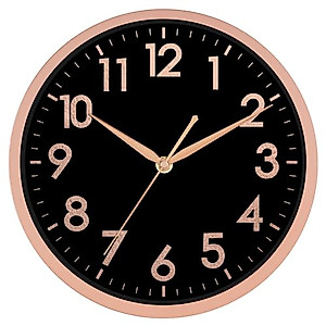 AKCISOT Wall Clock 10 Inch Rose Gold Modern Wall Clocks Battery Operated - Analog Small Silent Non Ticking Clock Decorative for Living Room, Office, Bedroom, Bathroom, Kitchen