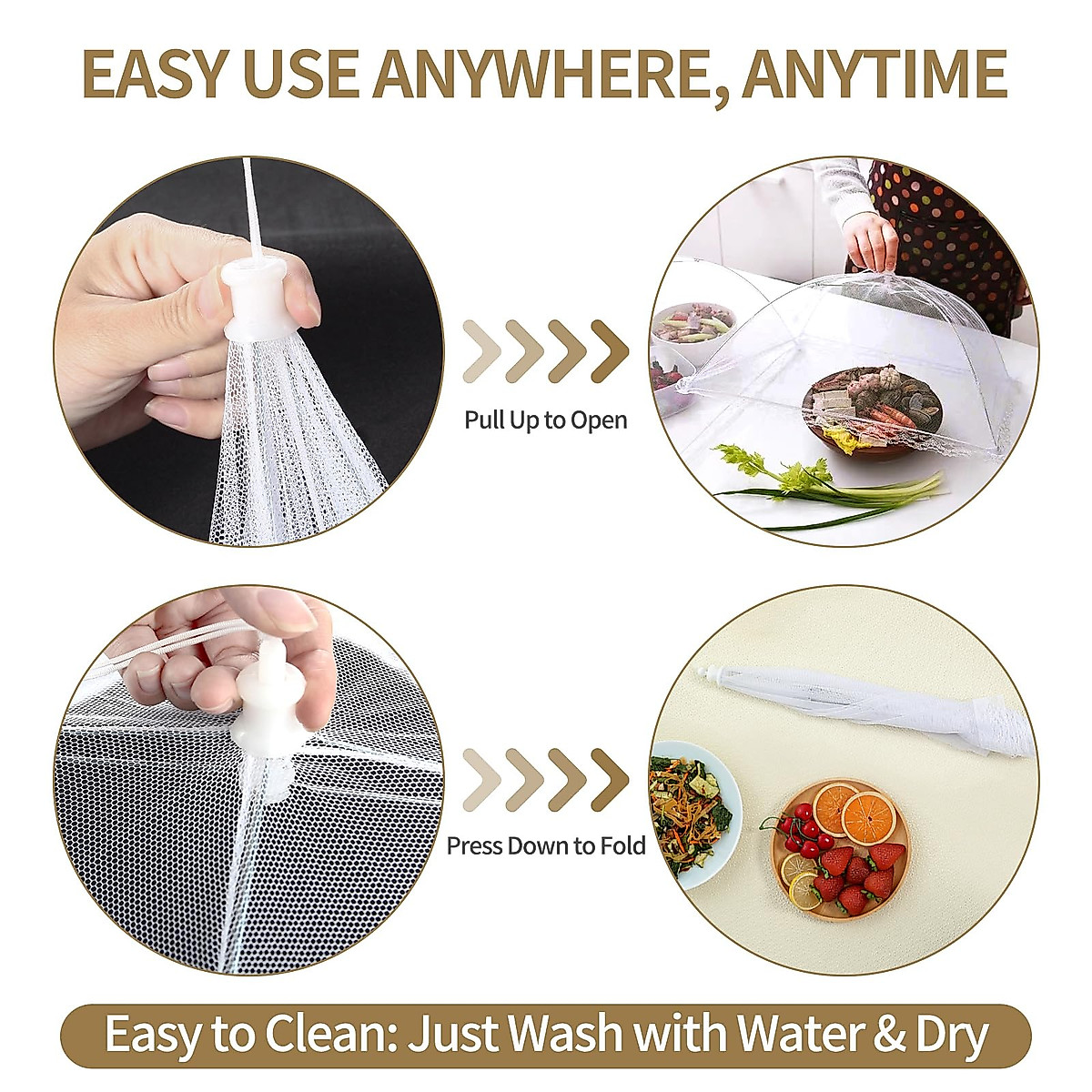 NEPAK 6 Large and Tall Food Covers, 17"x17" Food Tents Food Covers for Outdoors,Pop-up Mesh Food Covers Nets for Outside,Screen Tents,Parties Picnics, BBQ,Reusable and Collapsible