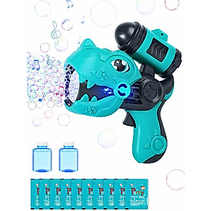 Dinosaur Bubble Gun Blaster for Kids, Bubble Machine Blower Maker with Lights & Sounds,Bubble Guns for Toddlers 1-3,Outdoor Summer Toys Gifts for Boys Girls