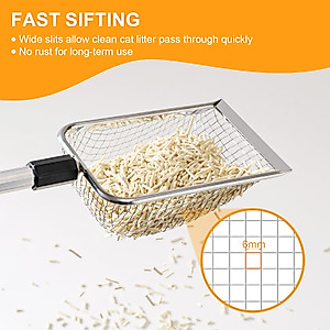 Polarduck Cat Litter Scoop for Litter Box: Long Handle Metal Cat Poop Scooper Extendable Heavy Duty & Non-Stick with Extra Small Kitty Litter Scoop & Litter Scoop Holder | Chicken Coop Pooper Scooper