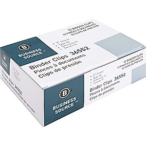 Business Source Fold-Back Binder Clips, Black, Large (Pack of 12)