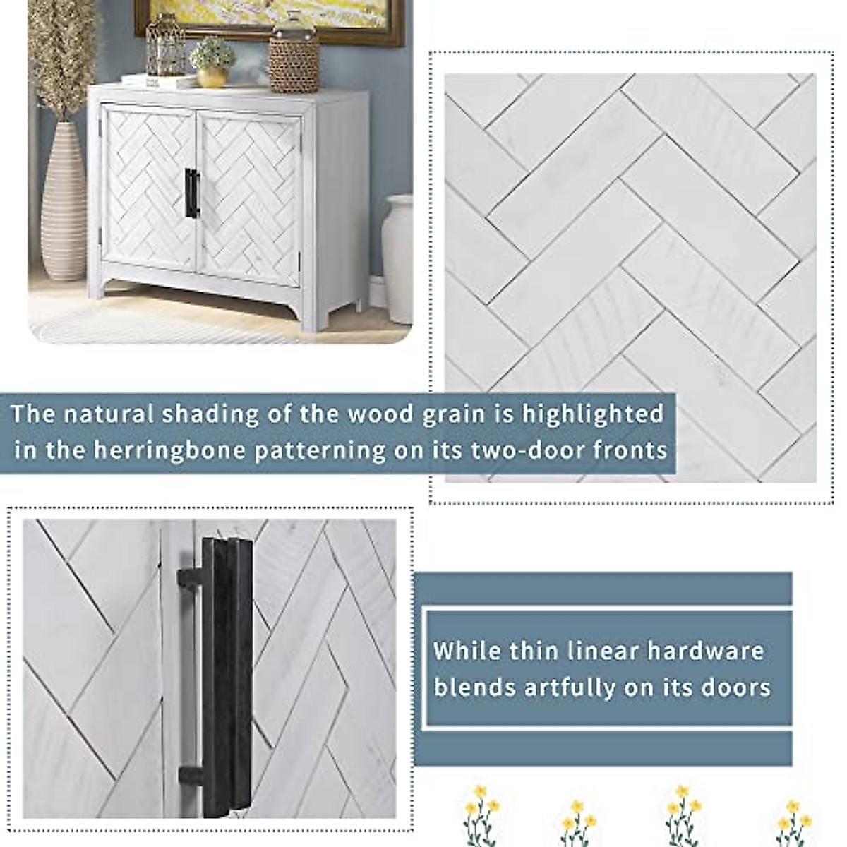 XD Designs Wood Console Table Sofa Table with 2 Adjustable Shelf,Modern Sideboard Buffet Storage Cabinet,Accent Storage Cabinet for Entryway/Kitchen Dining Room/Living Room (Antique White)