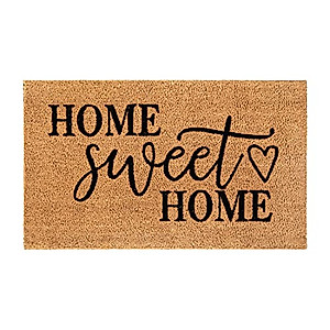 Flash Furniture Harbold Indoor/Outdoor Coir Doormat - Natural Background with Black Home Sweet Home Message - 18" x 30" - Non-Slip Backing
