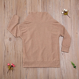 Cutoluca Toddler Baby Girl Knitted Sweater Long Sleeve Cardigan Open Front Coats Fall Winter Kids Solid Long Jacket (Khaki, 6-7 Years)