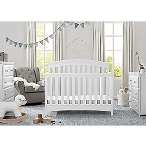 Delta Children Emerson 4-in-1 Convertible Crib - Greenguard Gold Certified, Bianca White
