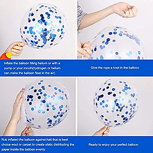 Blue Happy Birthday Balloon Banner White And Blue Confetti Balloons for Boy Birthday Party Decorations