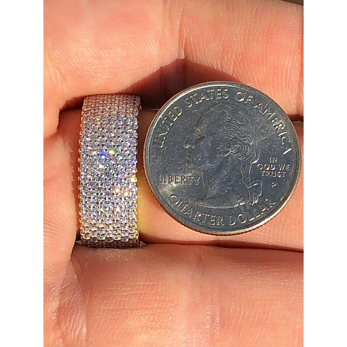 HarlemBling Real Solid 925 Silver His Or Hers Baguette Tennis Ring - Wedding Band Or Pinky Ring Looks Nice On Anyone - Iced Out Eternity (9)