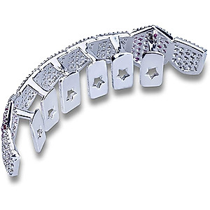 canjoyn 18K Gold Plated Gold Finish 8 Top Teeth & 8 Bottom Tooth Hip Hop Mouth Grills