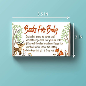 Woodland Creature Books for Baby Shower Request Cards (50 Pack), Baby Shower Invitation Inserts.