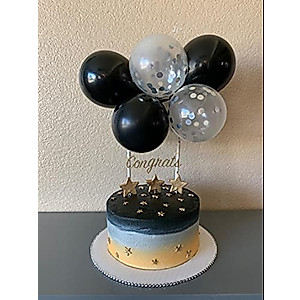 Since Navy Silver Balloon Cloud Cake Topper, Mini Balloon Garland Cake Topper 13pcs 5inch Navy Blue Silver Confetti Balloon for Boys Girls Birthday Bridal Shower Baby Shower Party Decorations