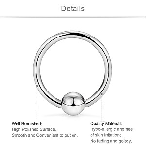 SCERRING 12PCS 12G Stainless Steel Captive Bead Ring Nose Rings Hoop Helix Daith Cartilage Tragus Earrings Nipple Eyebrow PA Body Piercing 8mm 10mm 12mm 14mm 16mm 19mm Silver