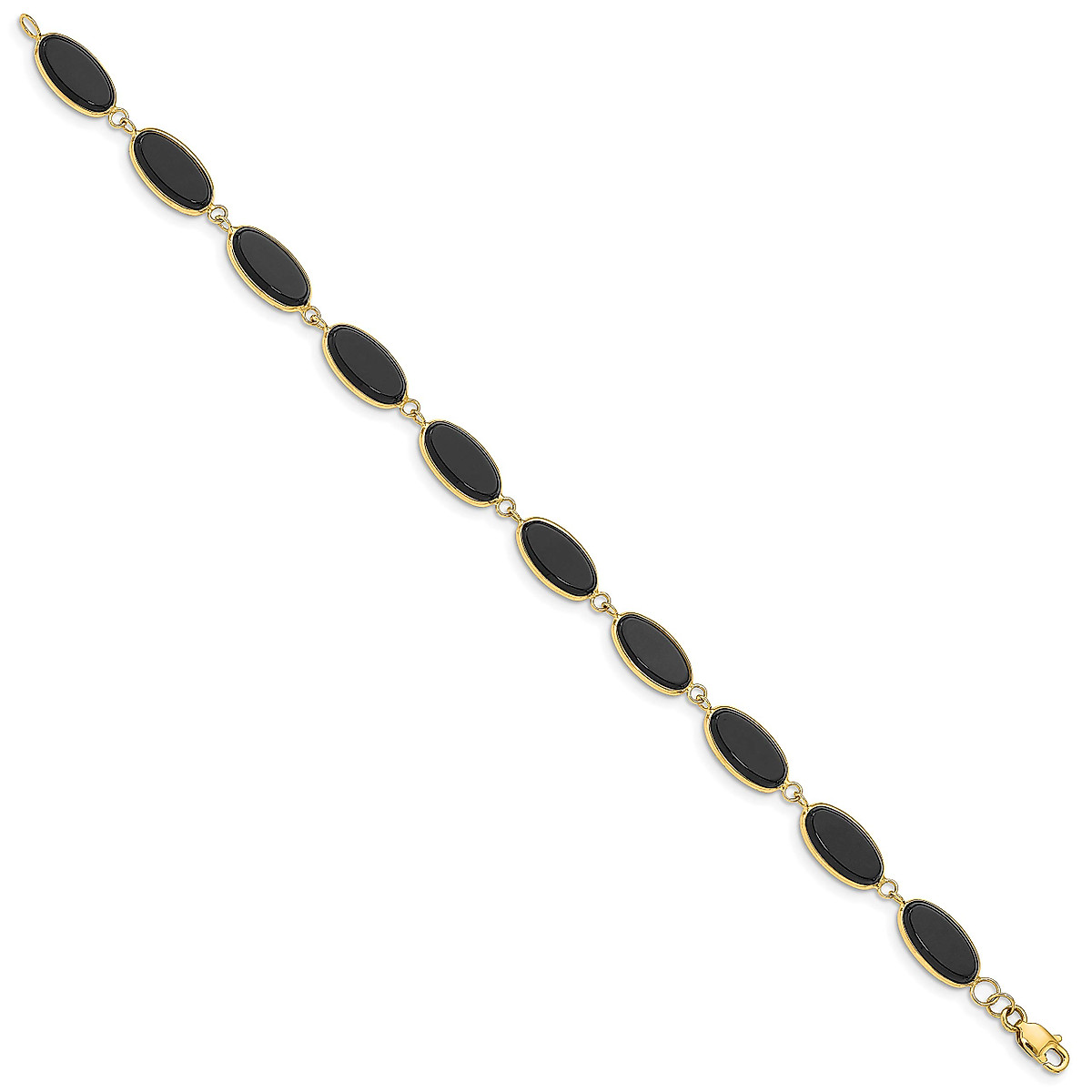 14k Yellow Gold Onyx Bracelet Fine Jewelry For Women Gifts For Her, 7.25"