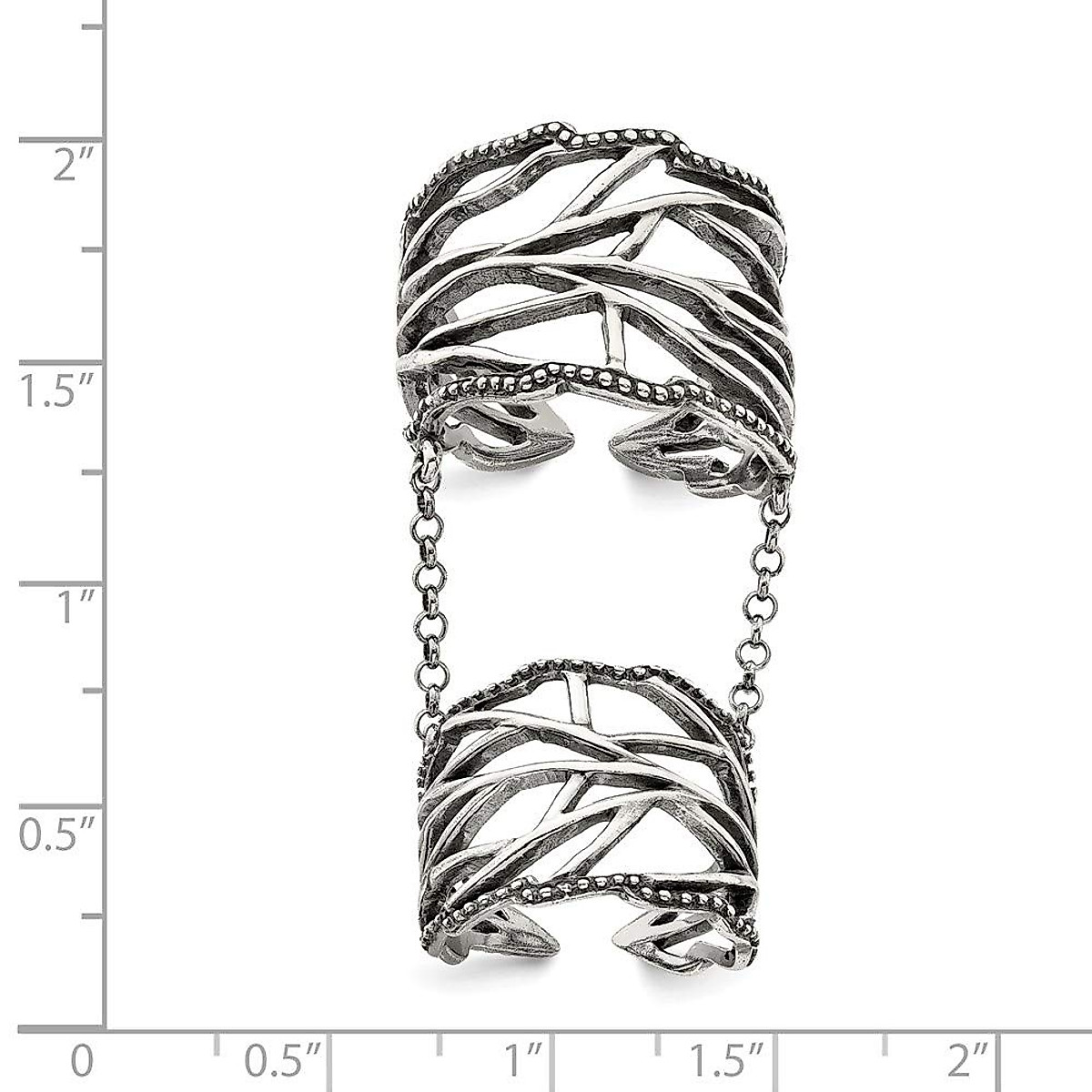 925 Sterling Silver Solid Oxidized Polished Textured Full Finger Adjustable Ring Jewelry Gifts for Women