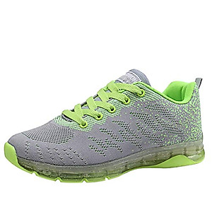 justHIGH Women's Running Shoes Slip Resistant Work Shoes Lightweight Lace Up Sneakers Green