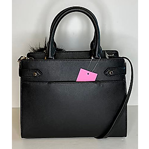 Kate Spade New York Staci MD Satchel bundled with matching Slim Bifold Wallet and Fur Pom (Black)