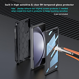 Libeagle Compatible with Samsung Galaxy Z Fold 5 Case, Support All Magsafe Accessories, Leather Back, Include Both Removable Old & New Slim S Pen Holder (2023) on Hinge,Cover 5G-Carbon Fiber