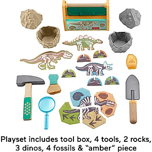 Fisher-Price Dinosaur Discovery, fossil finder paleontologist pretend play set for preschool kids ages 3 years and up