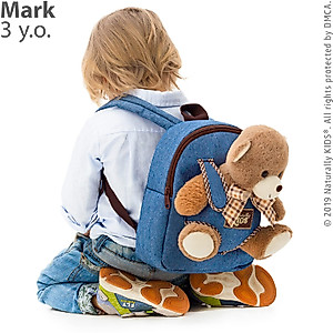 Naturally KIDS Teddy Bear Backpack, Teddy Bear Stuffed Animal, Bear Toys 3 Year Old Boys Girls