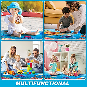 Baby Play Mat Non Slip Ocean Sea Animal Soft Foldable Washable Portable Playmat Sea Crawling Mat Baby Tummy Time Mat Floor Play Mats for Infants Toddler Playpen, 43 x 43 Inch