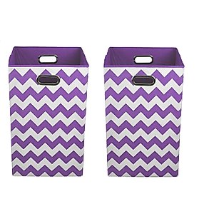 Modern Littles Organization Bundle Laundry Bins, Color Pop Purple Chevron, 2 Count