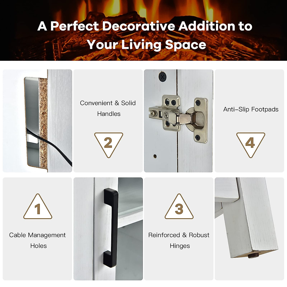 Tangkula Electric Fireplace TV Stand for TVs Up to 65 Inch, Fireplace TV Console w/Remote Control, 3-Level Adjustable Brightness, Overheat Protection, TV Entertainment Center w/Fireplace Insert