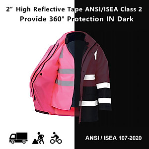 SMASYS Safety High Visibility Oxford 6 in 1 Reflective Jacket Insulated Parka, ANSI Class 3, Construction Protective Workwear
