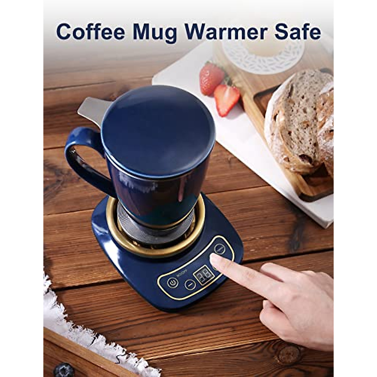 YumKubis Tea Cup with Infuser and Lid, 17 oz Large Tea Infuser Mug, Ceramic Tea Mug with 2 Lids, Tea Cups for Women, Men, Kids, Loose Tea, Gifts