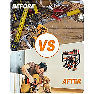 DECMIOX Power Tool Organizer, Wall Mounted Storage Rack, 150lb weight limit Heavy Duty Floating Tool Shelf, Utility Holder for Drill & Screwdriver, Christmas Gift for Men Dad Father's Day