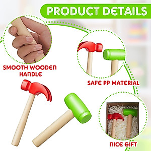 8 Pcs Toy Hammer Simulation Wooden Hammers Plastic Small Hammer Toy Tools Maintenance Tools Pretend Play Educational Toys for Teens Girls Boys School Gift Birthday Party Games Supplies, Red/Green