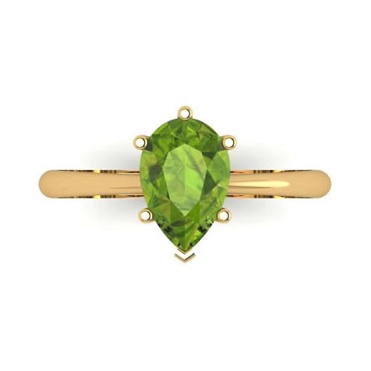 Clara Pucci 2.0 ct Pear Cut Solitaire Natural Peridot Engagement Wedding Bridal Promise Anniversary Ring 18K Yellow Gold Size 3.75
