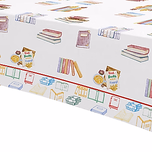 YJRJSC Book Themed Party Decorations Tablecloth - Disposable Books Book Club Birthday Party Supplies Tablecover, Book Library Reading Theme Baby Shower Decorations Table Cloth - 3 Pcs(54in x 108in)