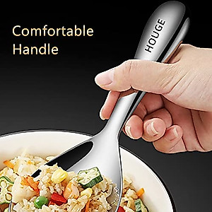 AHOUGER Rice Paddle Rice Spoon Stainless Steel Kitchen Utensil,Excellent Sturdy Rice Scooper No Rust Rice Cooker Spoon NonStick Rice Spatula,Serving Spoon for Rice,Silver