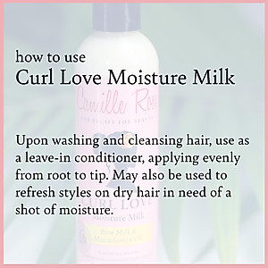 Camille Rose Curl Love Moisture Milk Leave-In Conditioner, with Rice Milk and Macadamia Oil to Soften, Smooth and Detangle Curly Hair, 8 oz
