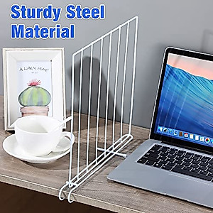 16 Pieces Metal Shelf Dividers Bulk Wood Closet Organization 12 Inch Tall Closet Shelf Organizer Storage Dividers for Shelves Adjustable Wire Shelving Separators for Clothes Book Bedroom, White(White)