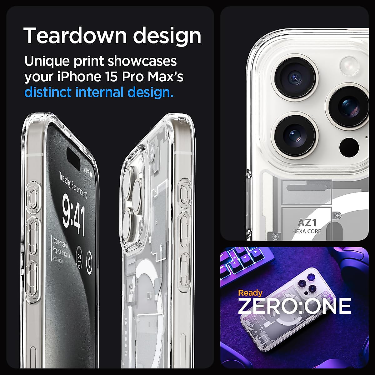 Spigen Ultra Hybrid MagFit Designed for iPhone 15 Pro Max Case (2023) [Anti-Yellowing] [Military-Grade Protection] Compatible with MagSafe - Zero One White