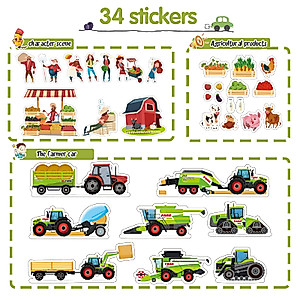 Oriate Kid's Farm Toys Realistic Tractor Vehicle Playset, Diecast Car Set Educational Mini Farm Animals with Flatbed Trailer,Birthday Gift for Children 3+ Year Old