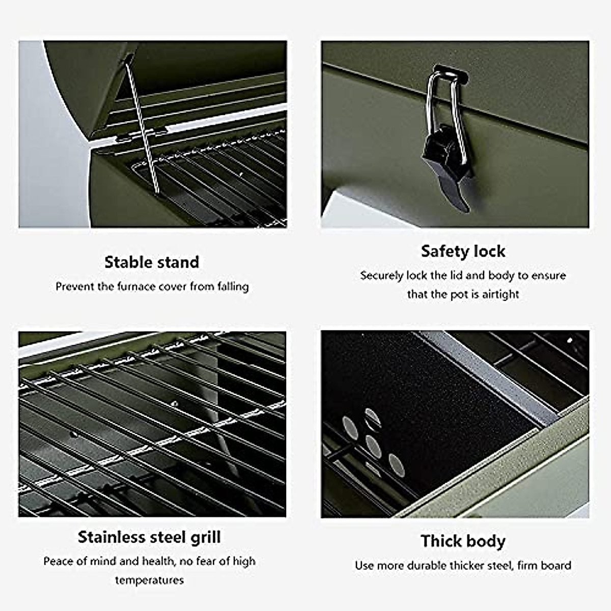 ATAAY Barbecue tool set Outdoor Charcoal Grill, Durable Steel Barbecue Tool Kits with Arch Design Suitable for Outdoor Campers Barbecue Lovers Travel Parks Beaches Wild