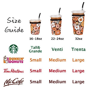 Cavllson 3 Pack Reusable Insulated Neoprene Iced Coffee Beverage Sleeves Cold Drink Cup Holder for Starbucks Coffee, McCafe, Dunkin Donuts, Tim Hortons and More, Bohemian-3 Pack