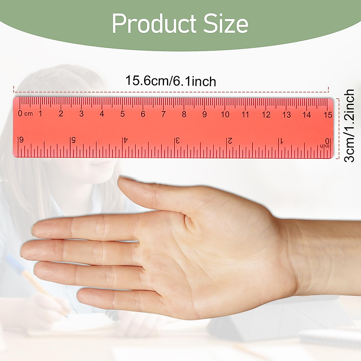 DSLSQD 6 Pack Assorted Color Plastic Rulers - 6 Inch Clear Shatterproof Kids Ruler with Centimeters and Inches