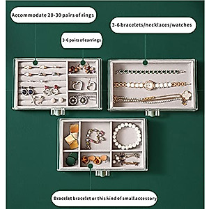 Cq acrylic Earring Jewelry Organizer with 3 Drawers Clear Acrylic Jewelry Box for Women,Stackable Velvet Earring Display Case Earrings Ring Bracelet Necklace Holder Gift for Women, Grey