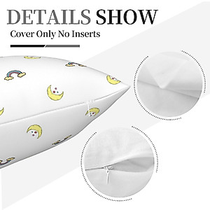 Lukbfall Rainbow and Moon Decorative Pillow Cover 18 X 18 Inch Cute Bohemian Style Pillowcases Cushion Cover Square Throw Pillow Cover for Couch Sofa Bed Living Room Bedroom