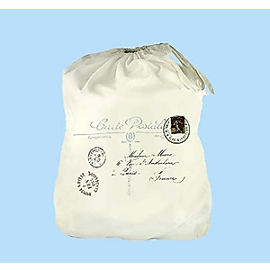 Vintage House Postale Laundry Bag Extra Large Cotton Heavy Duty 28 x 35 inches with Drawstring Closure