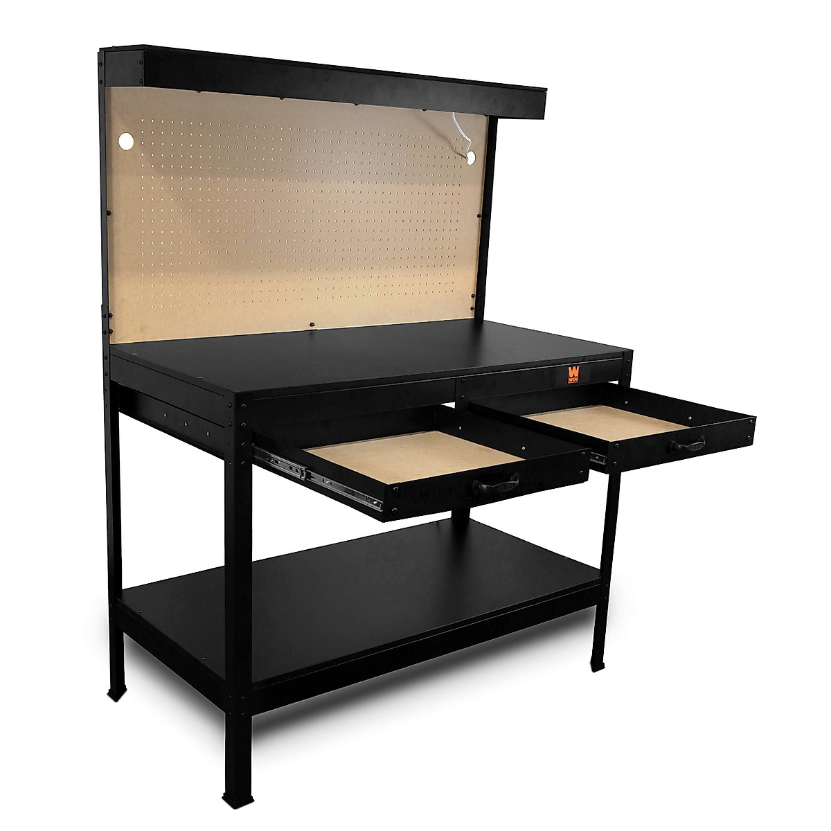 WEN WB4723T 48-Inch Workbench with Power Outlets and Light, Black