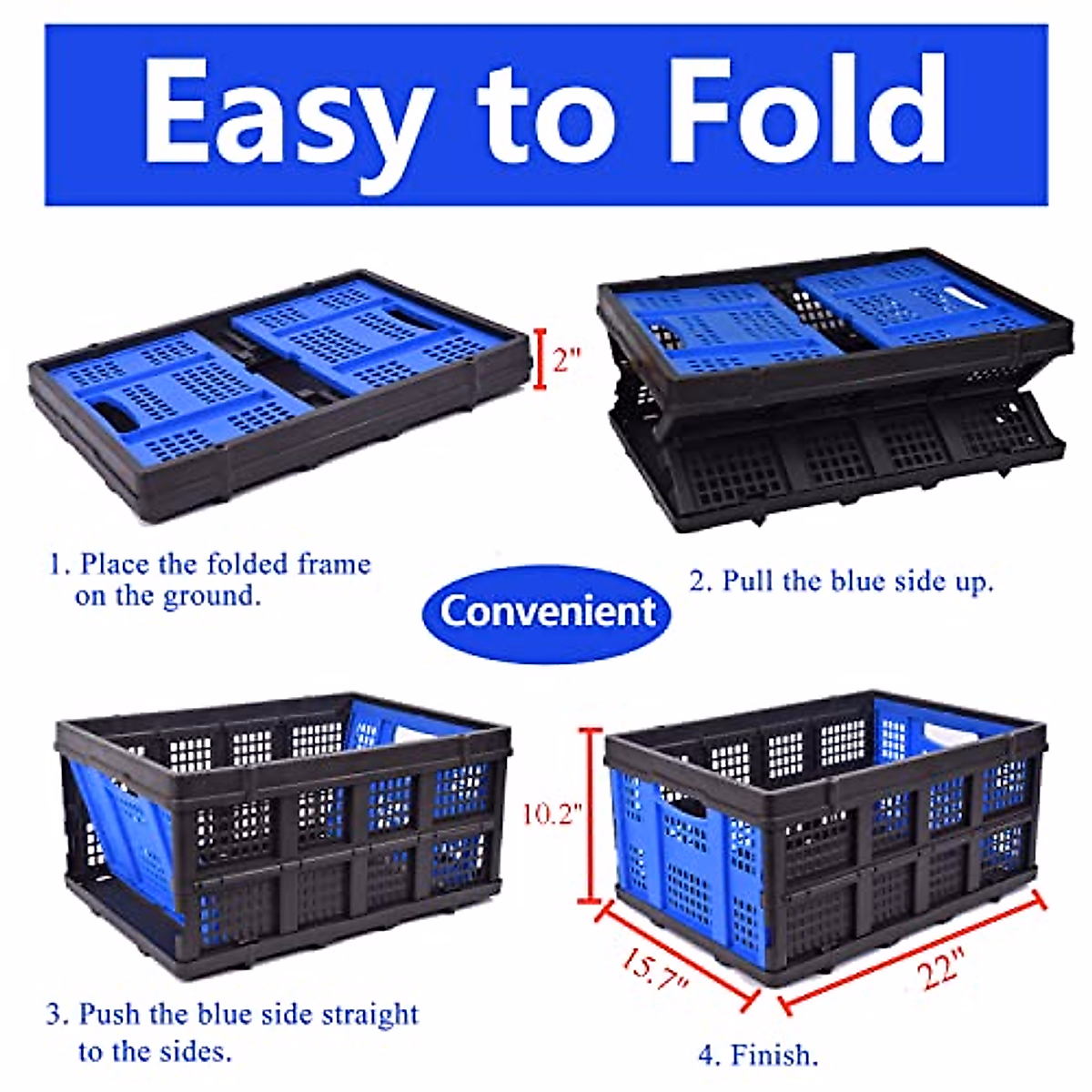 49L Collapsible Plastic Storage Basket, Foldable Storage Bin Organizer, Stackable Folding Crate for Farm Home Office(1 Pack)