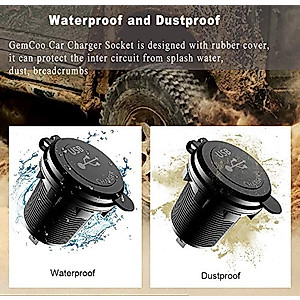 Quick Charge 3.0 Dual USB Car Charger Socket with Touch Switch 12V/24V 36W QC3.0 Dual USB Fast Charger Socket Power Outlet for Marine, Boat, Motorcycle, Truck, Golf Cart(Red)